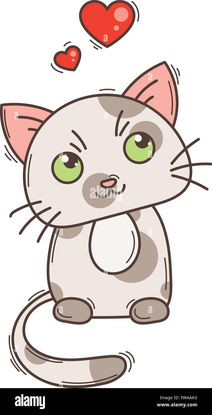 Cute cat character. Satisfied fed kitten Stock Vector Image & Art - Alamy