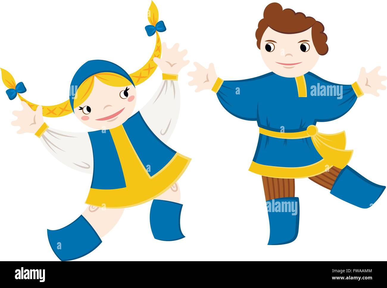 Illustration of a dancing couple in the russian national costumes Stock ...