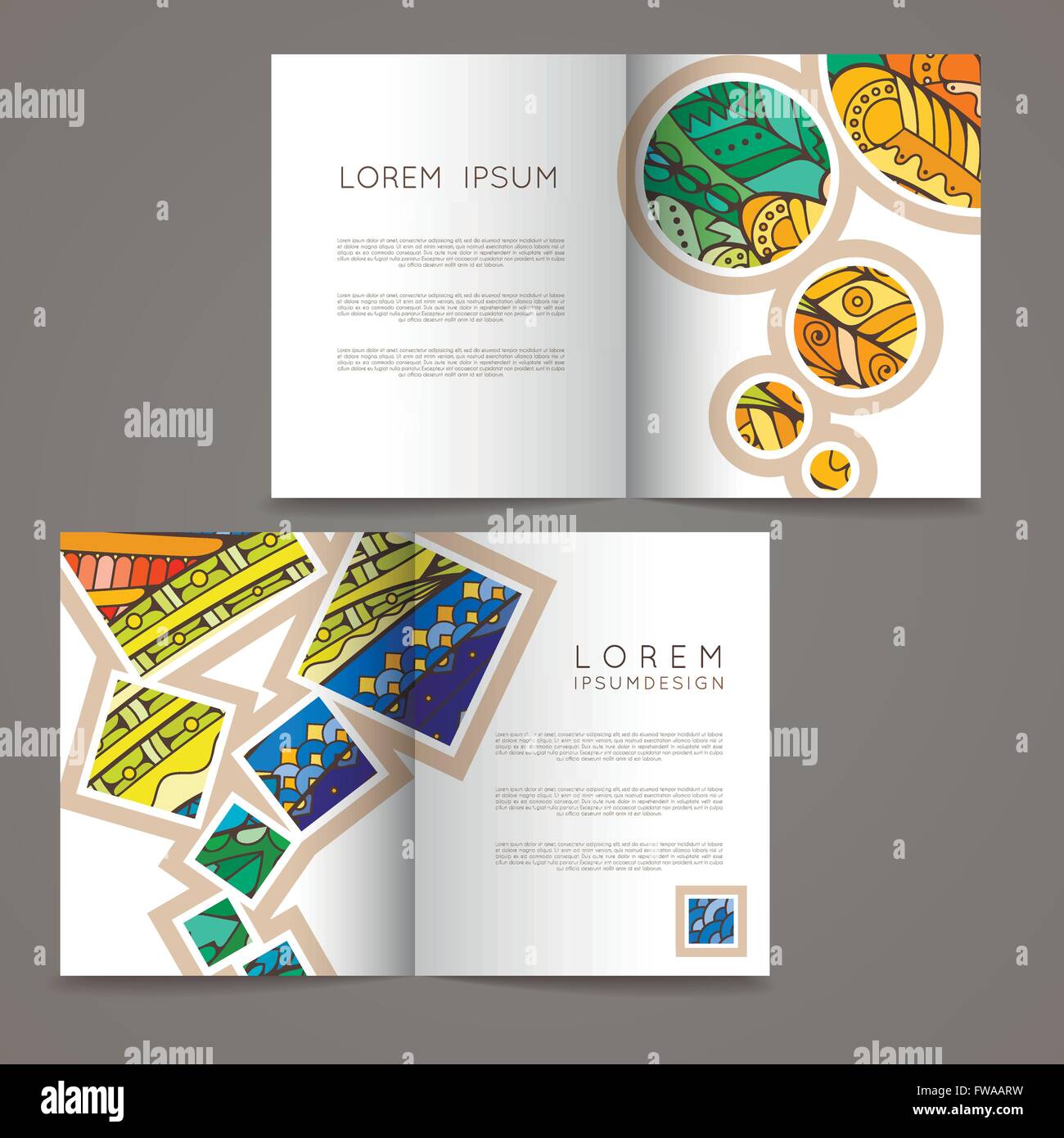Set of vector design templates. Brochures in random colorful style ...