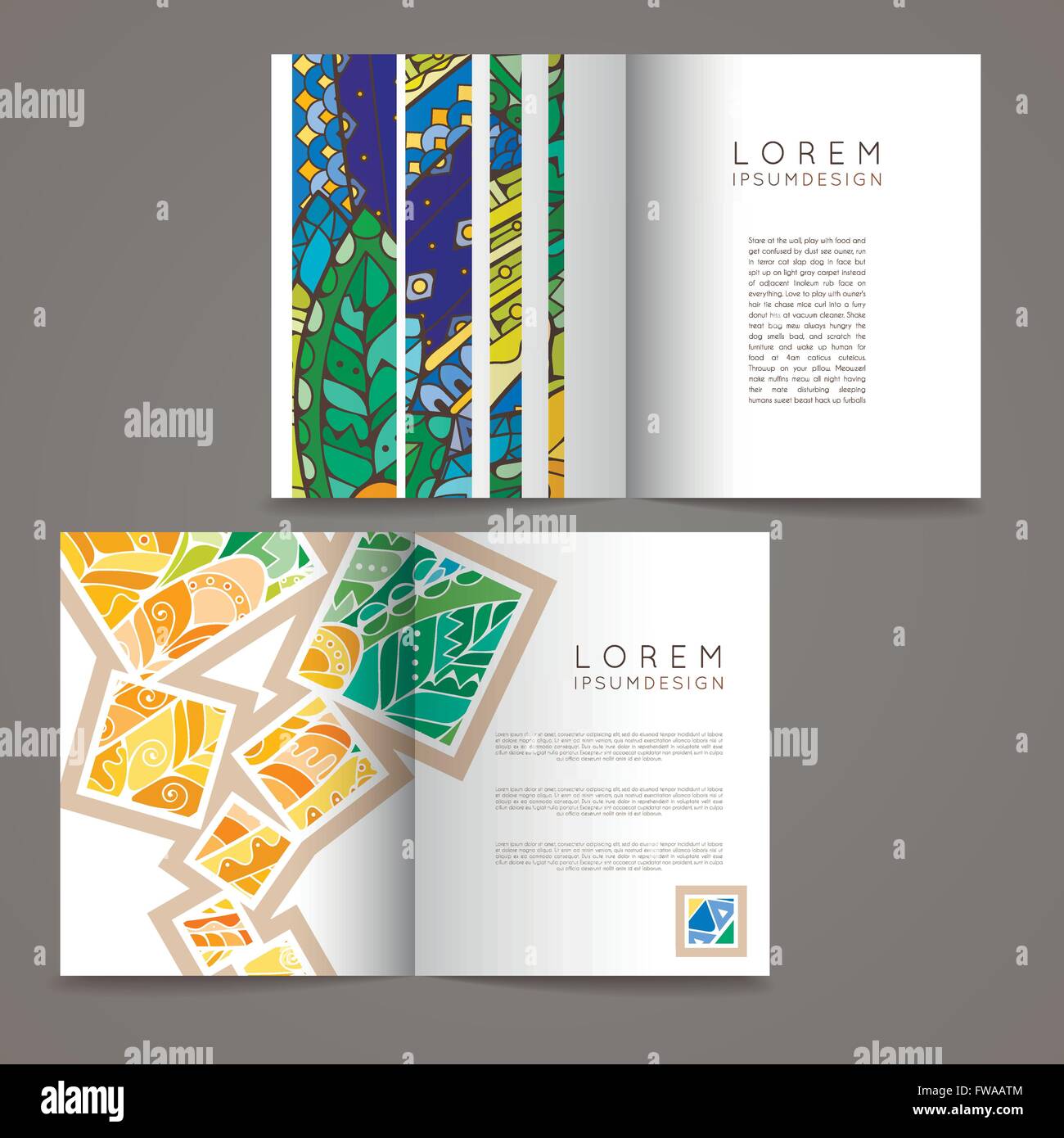 Set of vector design templates. Brochures in random colorful style ...