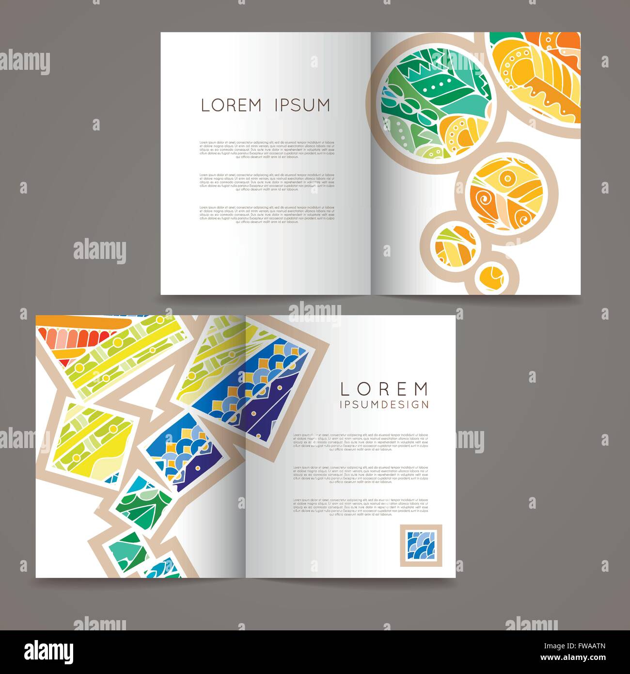 Set of vector design templates. Brochures in random colorful style ...
