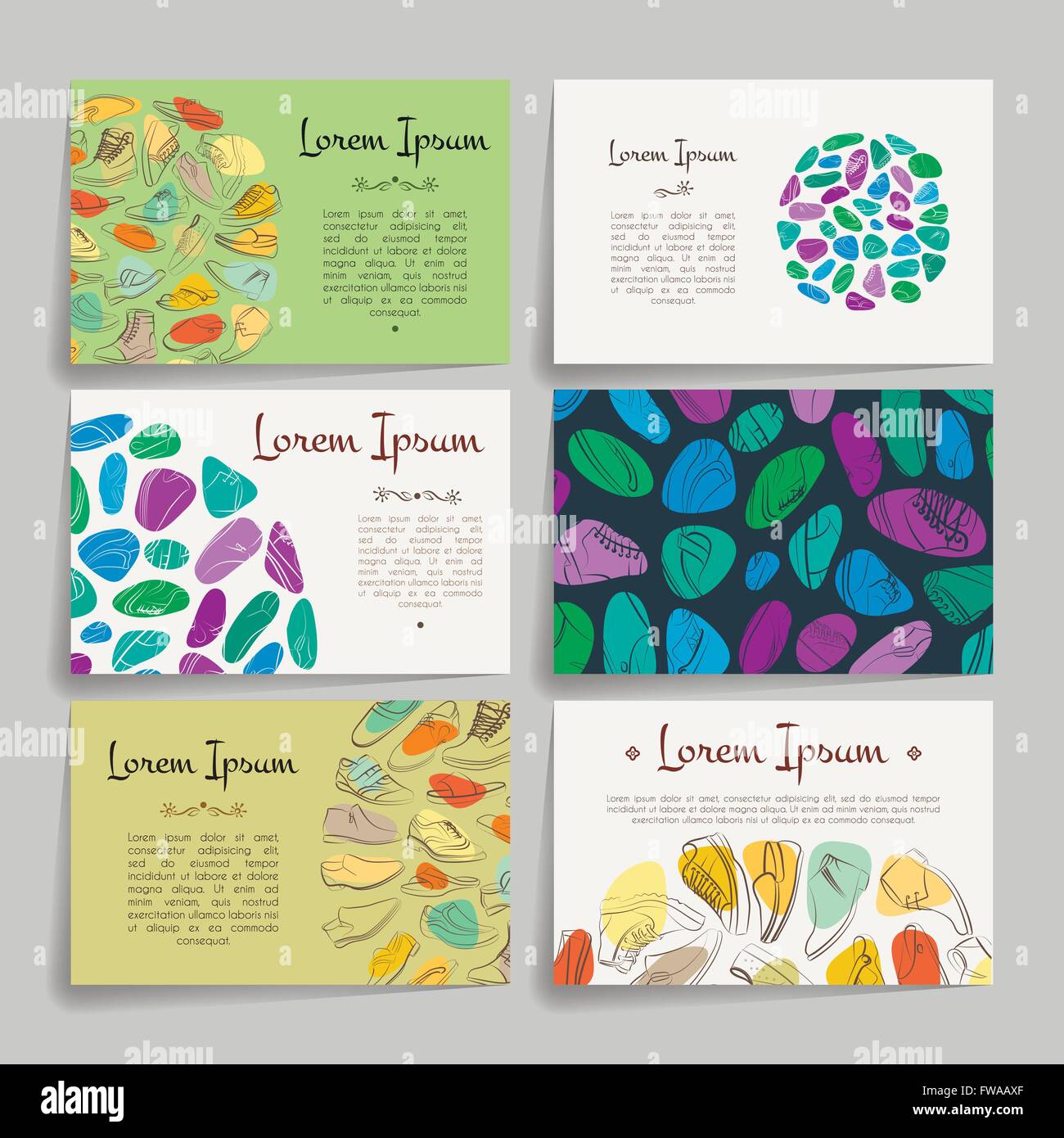 Set of vector design templates. Business card with shoes ornament Stock ...