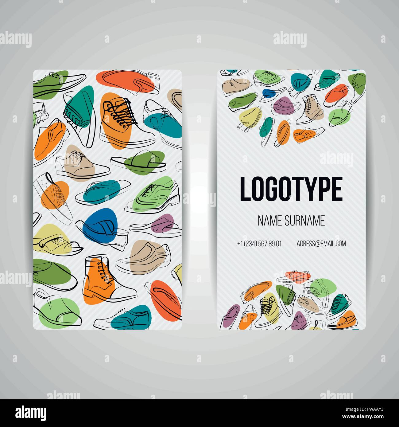 Set of vector design templates. Business card with shoes ornament Stock ...