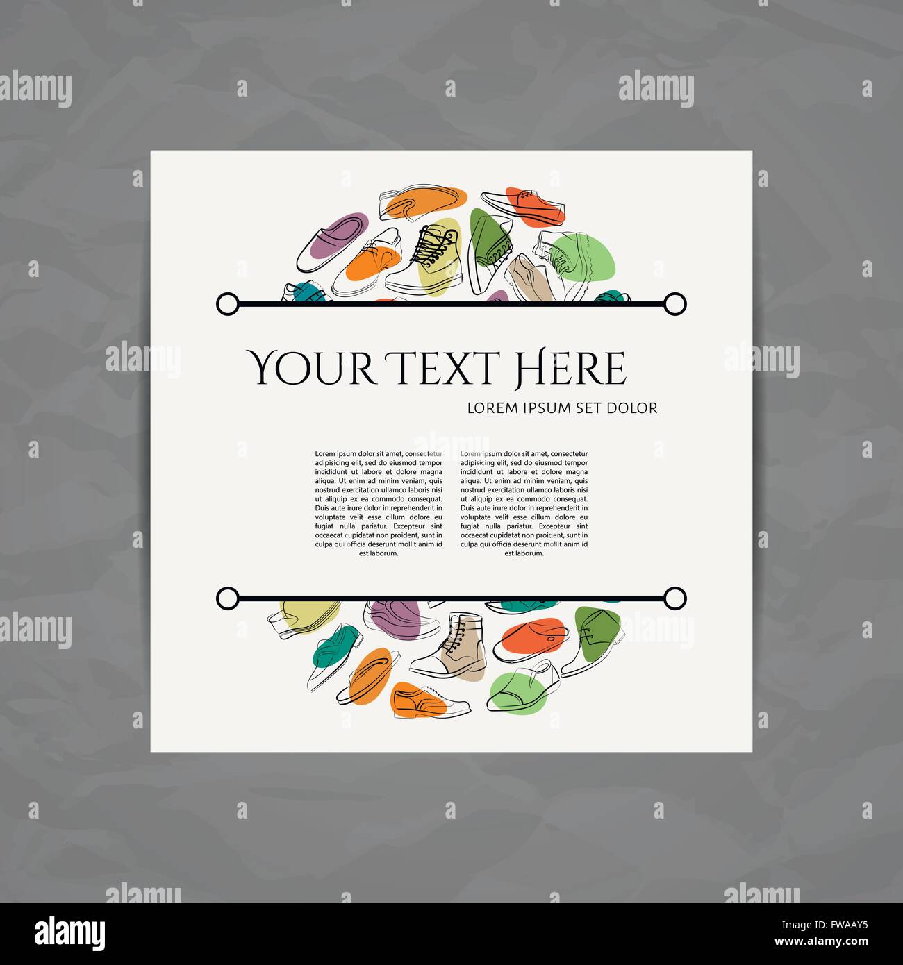 Vector design template. Business card with shoes ornament Stock Vector ...