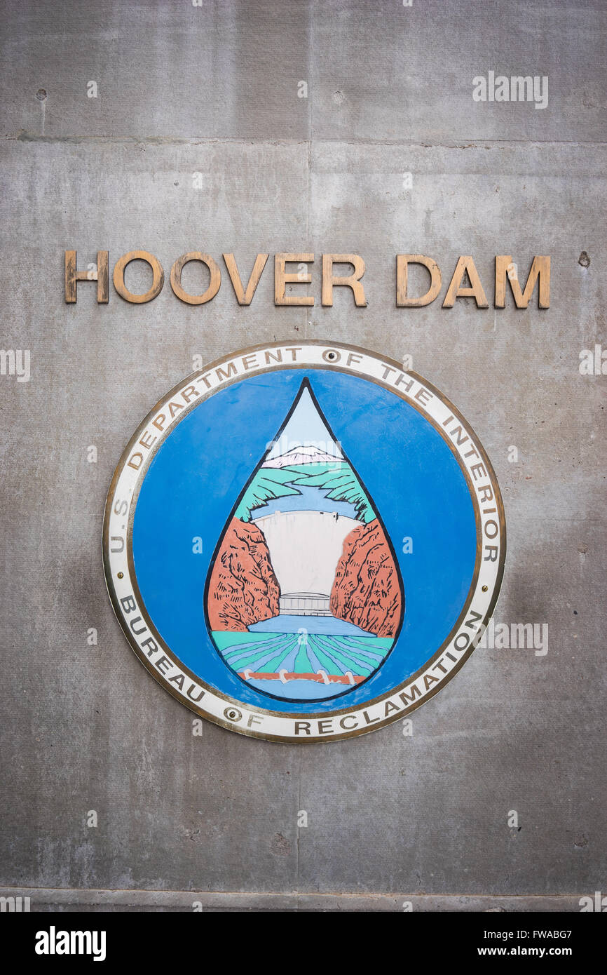 Old sign labels the side of a building at the Hoover Dam in the ...