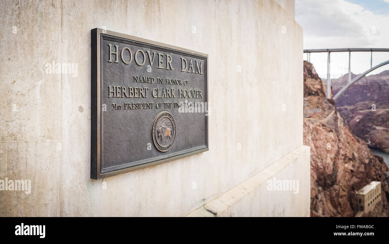 Tribute to President Herbert Hoover on the side of the dam named after ...