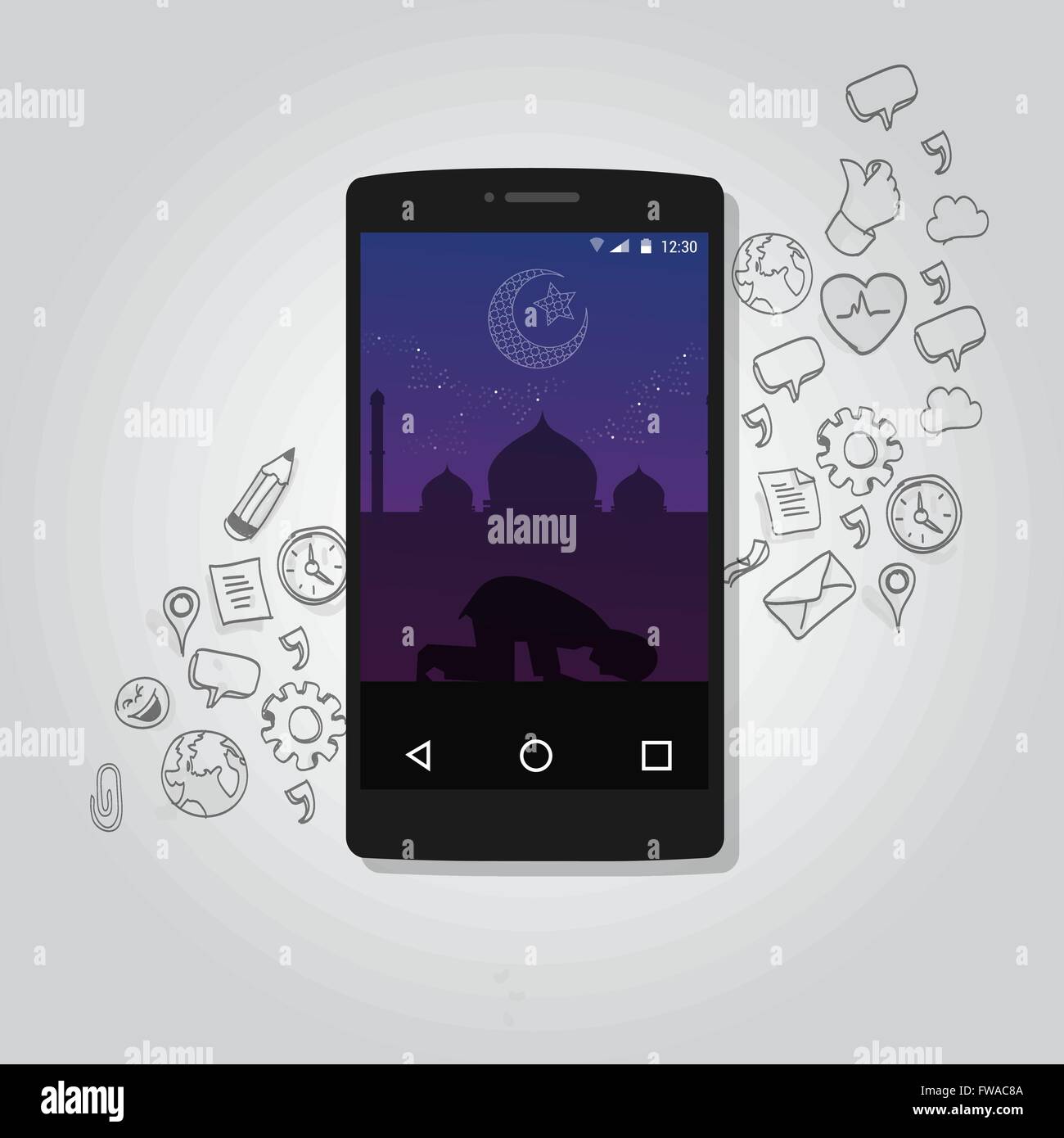 mobile smart phone apps islam technology muslim religious background ...