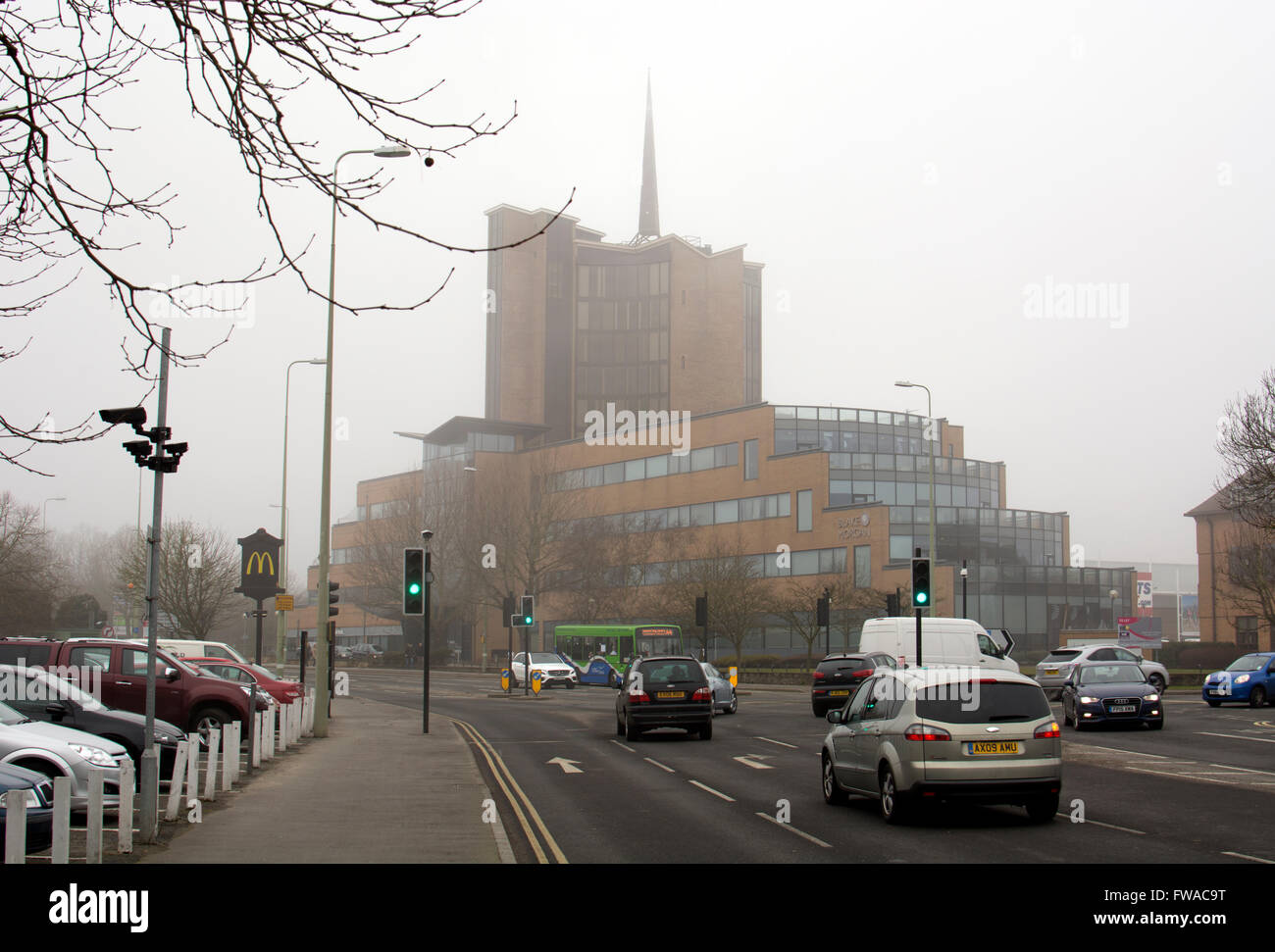 Botley Road and Seacourt Tower in foggy weather, Oxford, UK Stock Photo ...