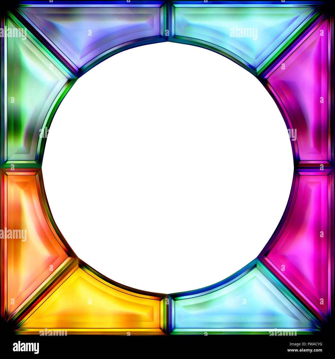 stained glass frame colorful round Stock Photo - Alamy