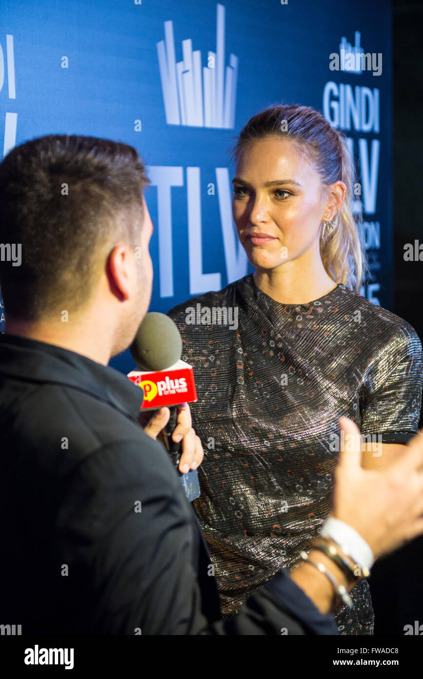 Israeli model Bar Refaeli gives an interview during opening gala of ...