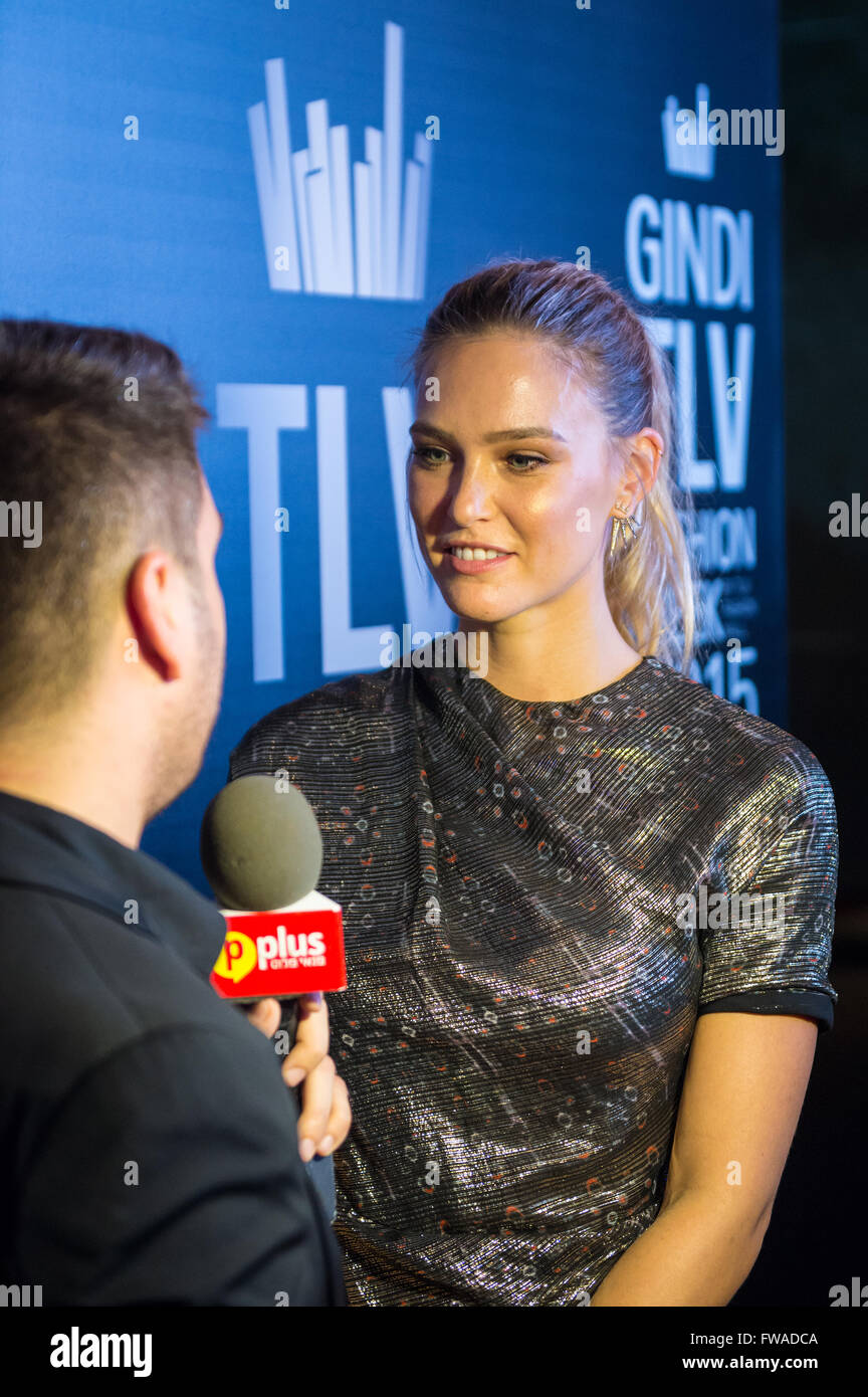 Israeli model Bar Refaeli gives an interview during opening gala of ...