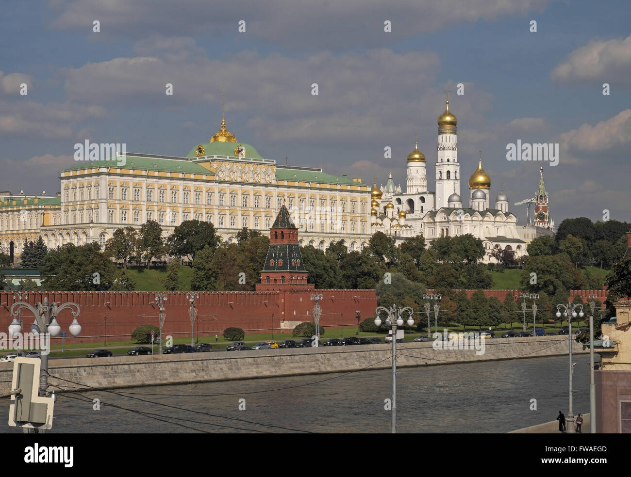 The Kremlin Walls, Grand Palace and Cathedrals seen over the Moskva ...