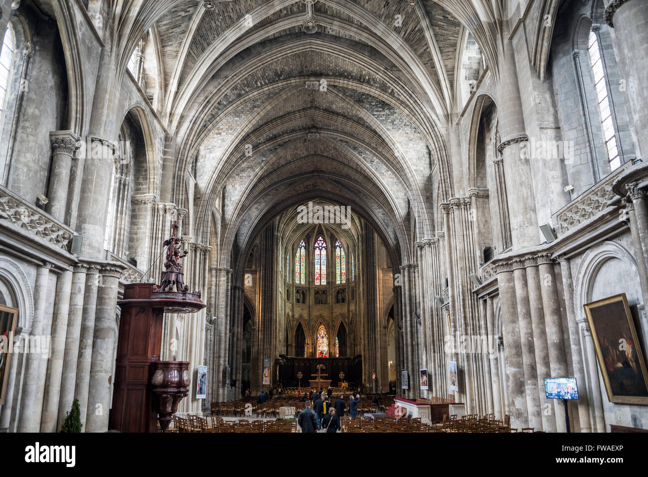 Apse and altar of Cathedral of St. Andre. Saint Andre is a gothic ...