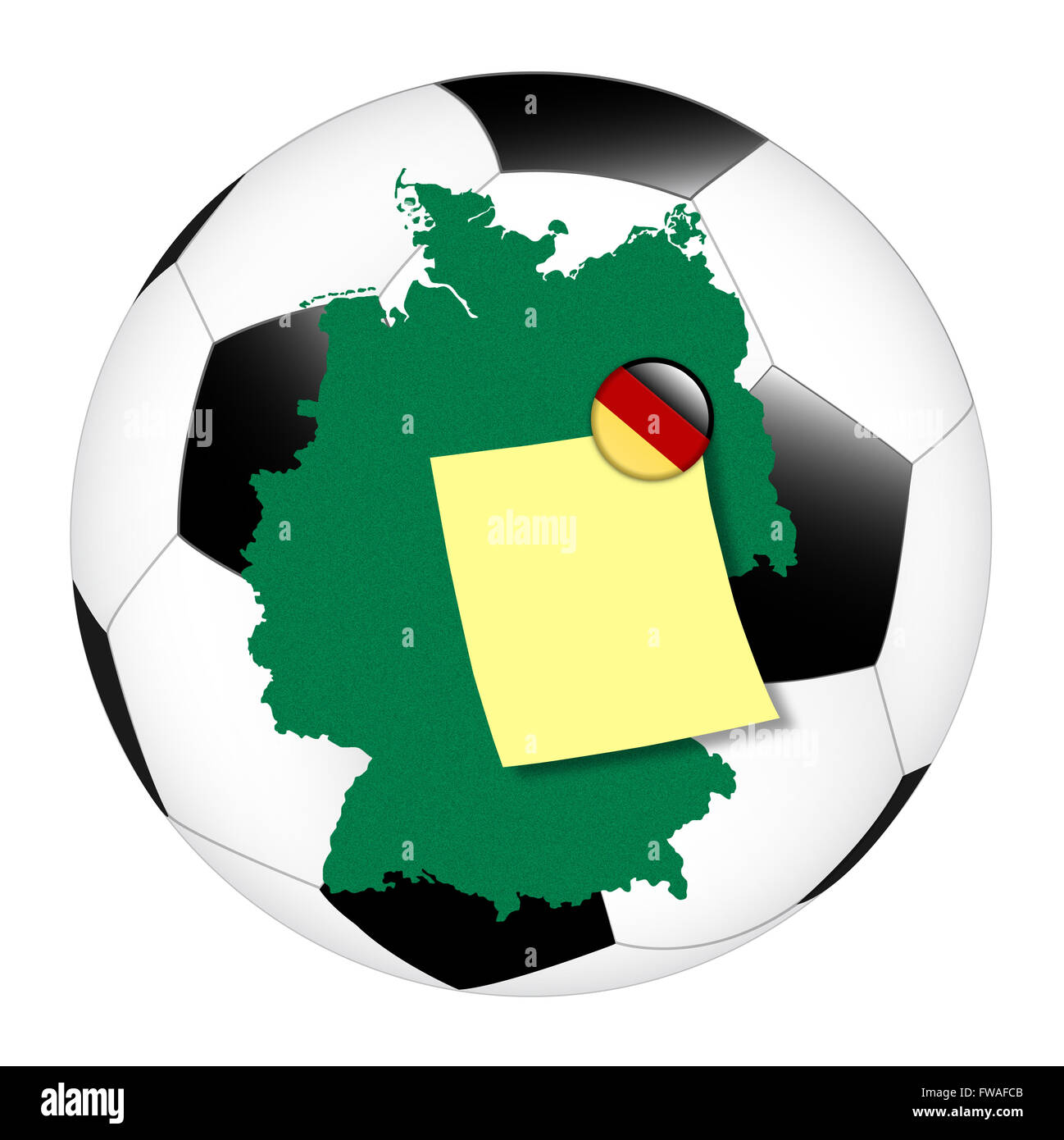 Football contains a german map and a pinned note Stock Photo - Alamy
