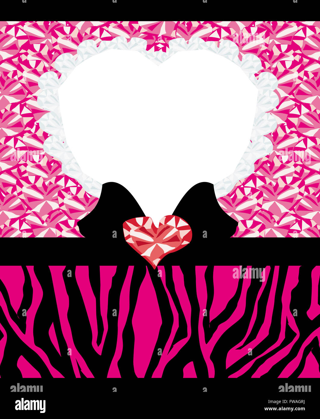 Pink Zebra Heart Background
