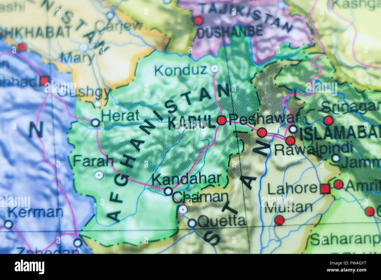 Photo of a map of Afghanistan and the capital Kabul Stock Photo - Alamy