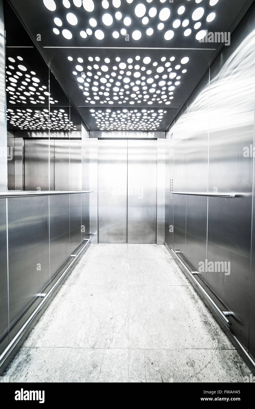 interior massive steel elevator - lighting led Stock Photo - Alamy