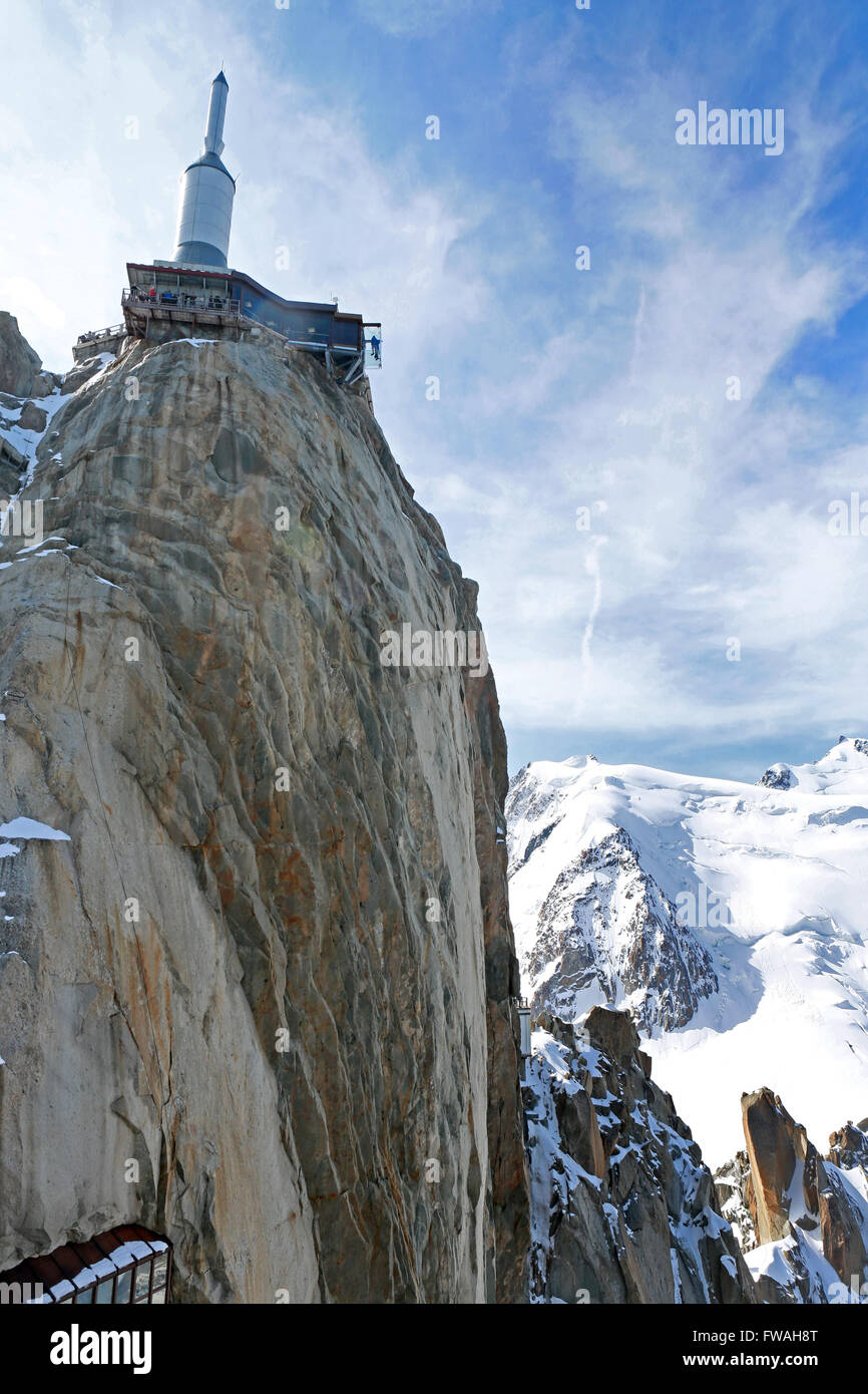 Glass Skywalk Called Step Into The Void Seen From The Aiguille Du
