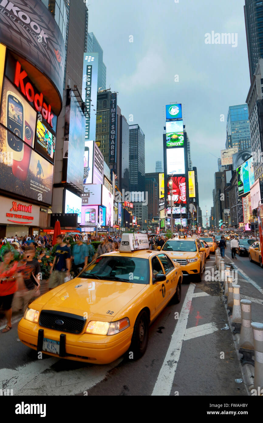Yellow taxis taxi cab cabs times iconic new york hi-res stock ...