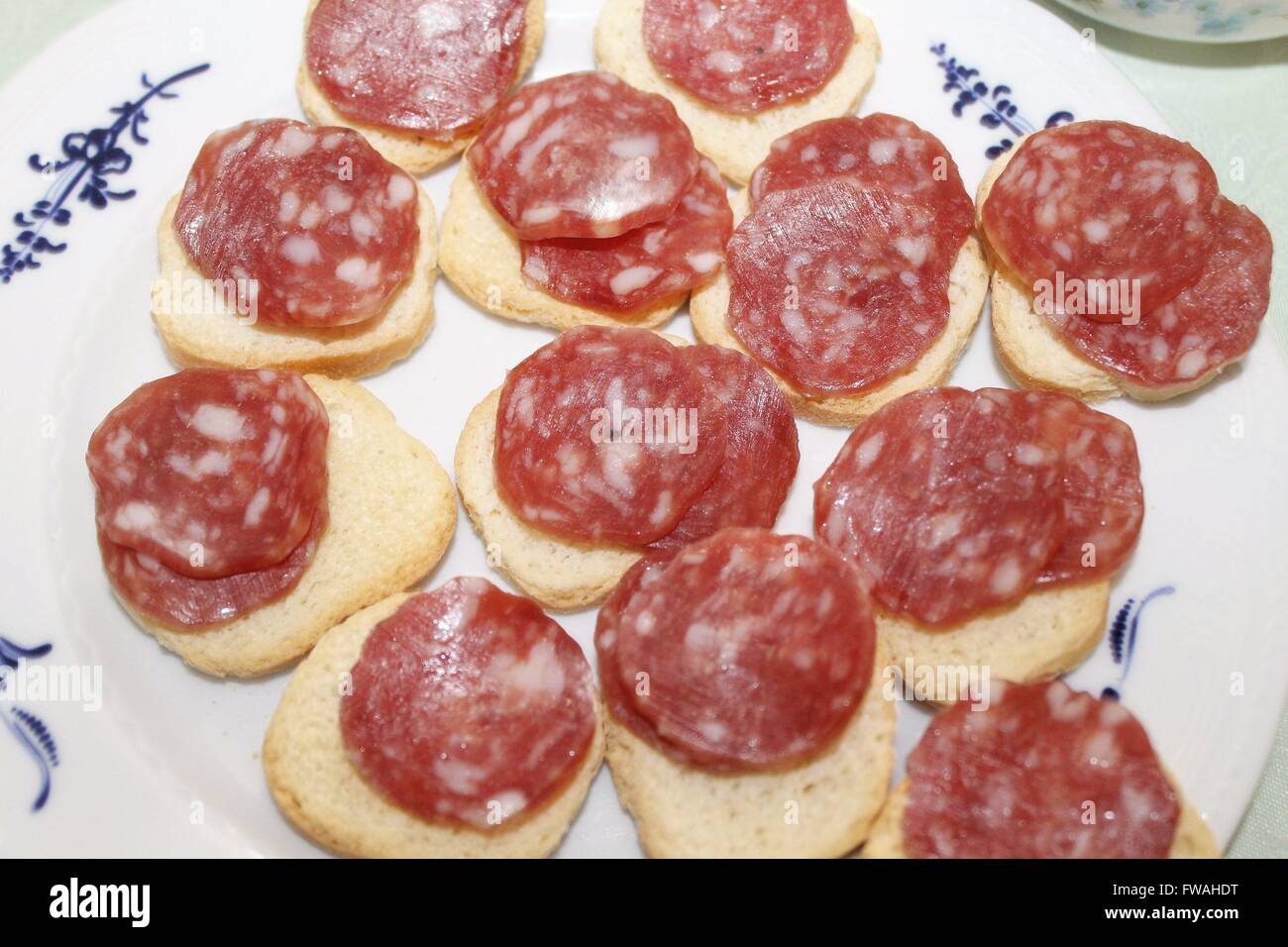 canape with salami Stock Photo - Alamy