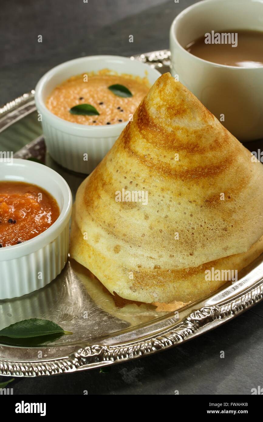 Masala Dosa with chutney, south Indian breakfast Stock Photo - Alamy