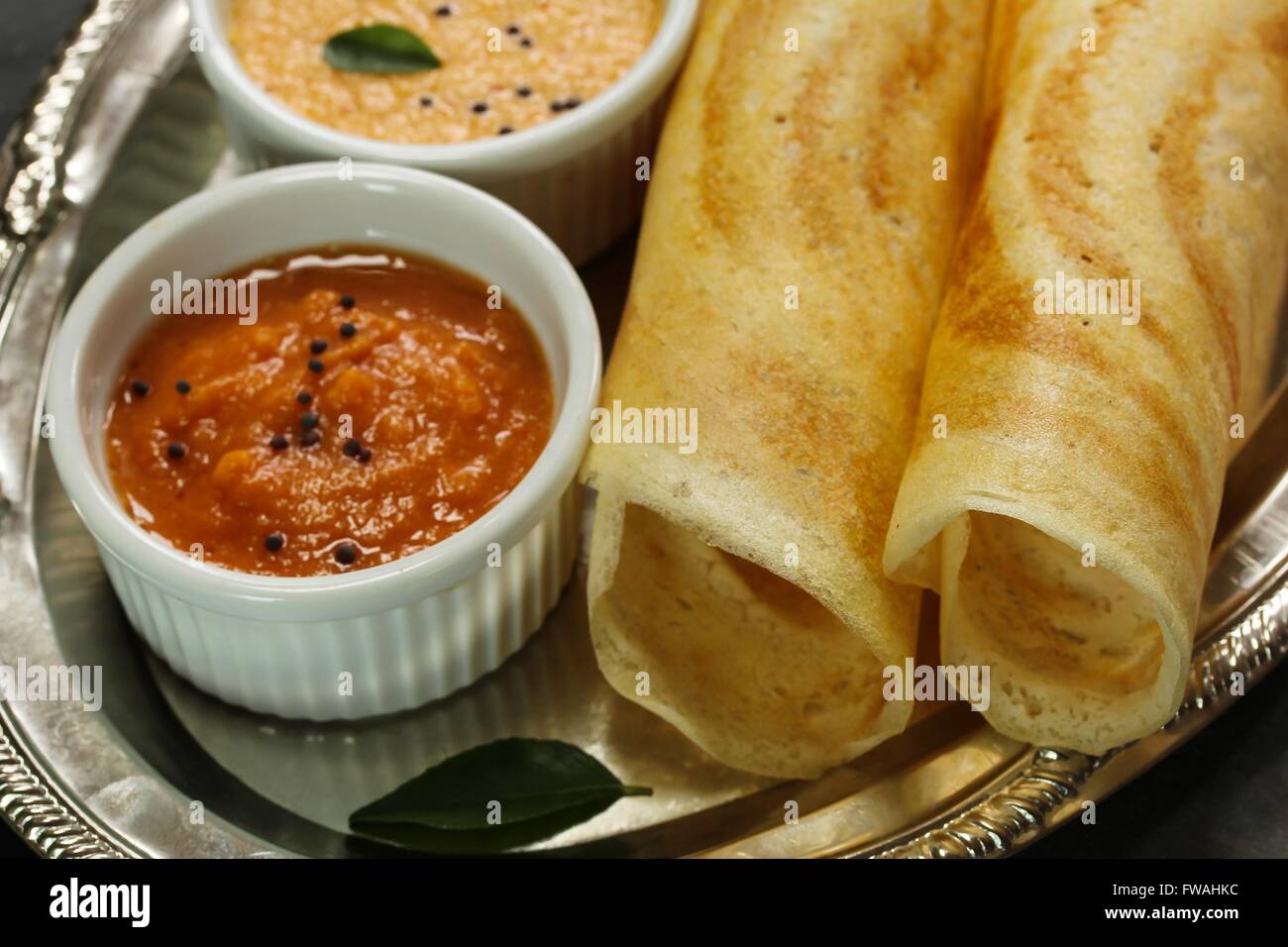 Masala Dosa with chutney, south Indian breakfast Stock Photo - Alamy