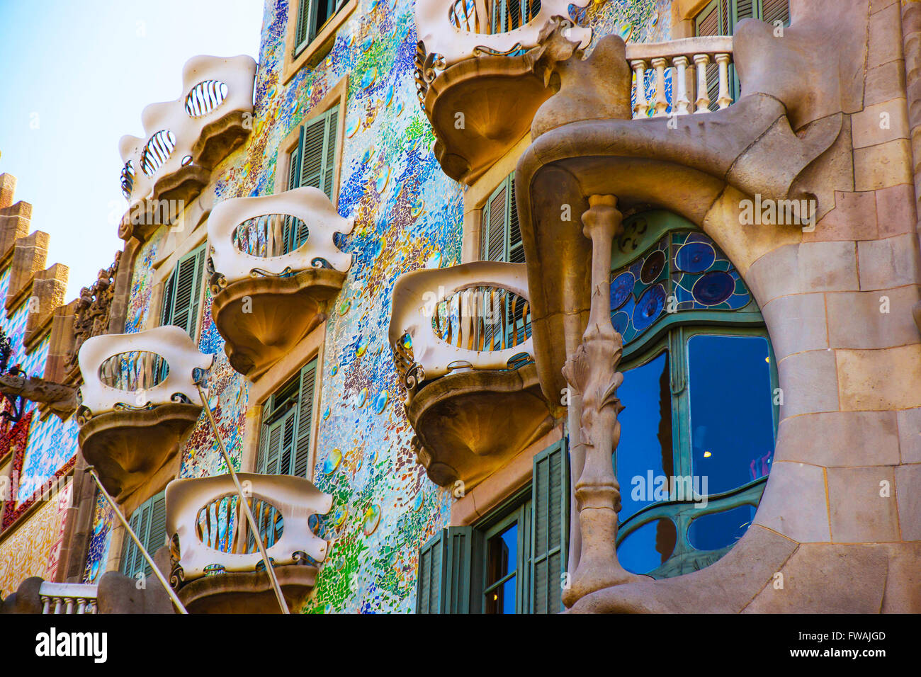 BARCELONA, SPAIN - AUGUST 14, 2011: Fragment of Casa Batllo building in ...