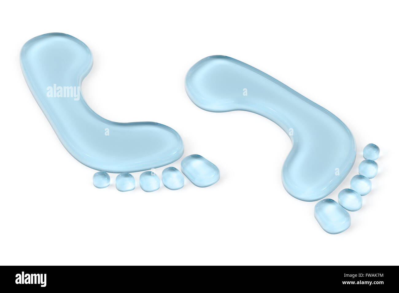 footprints from water, 3D rendering isolated on white background Stock ...