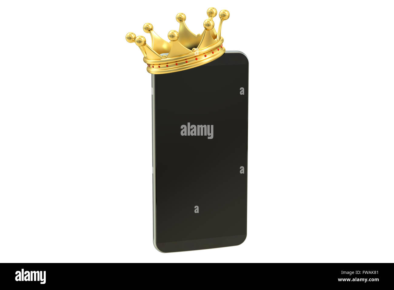 smartphone with crown isolated on white background, "3D rendering Stock ...