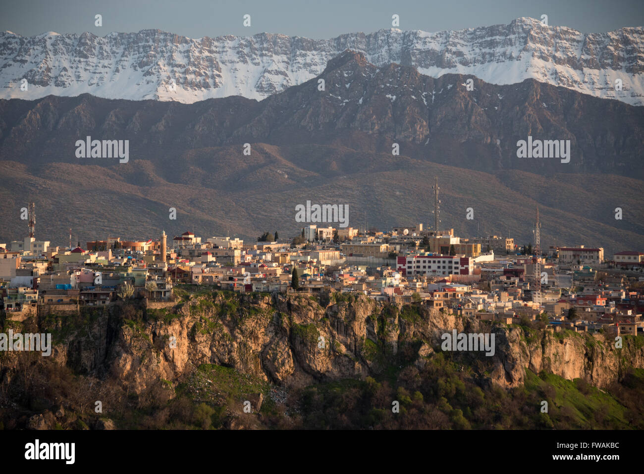 Amedi, Iraq, an aerial view of a city built on a plateau of Kurdistan ...