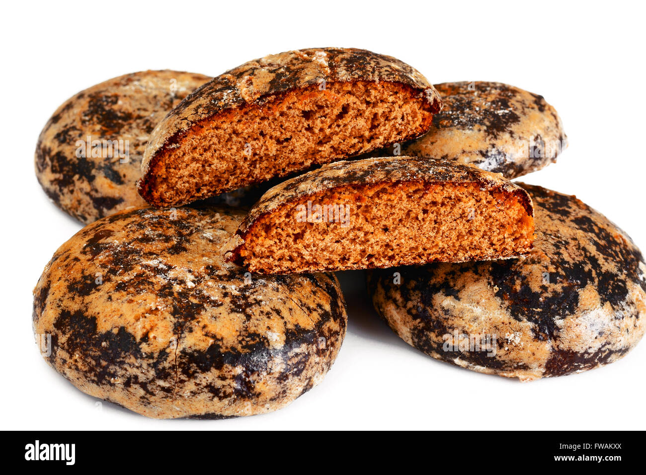 Freshly prepared delicious Gingerbread Isolated on White Backgro Stock ...