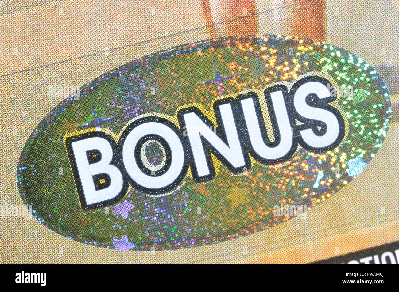 Close up bonus section on lottery ticket. T Stock Photo - Alamy