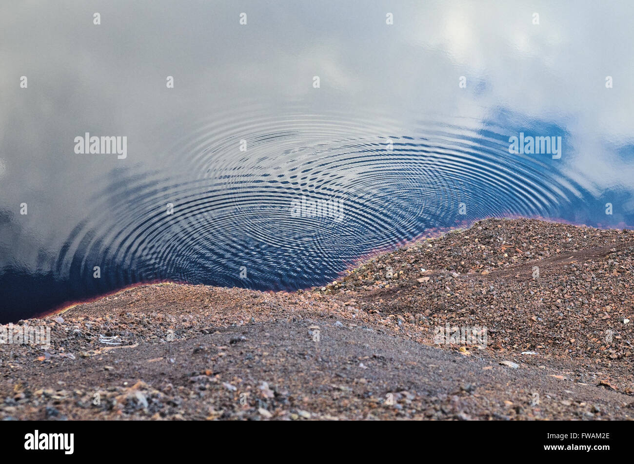 Water pit and ripples on the mirrored sky Stock Photo - Alamy