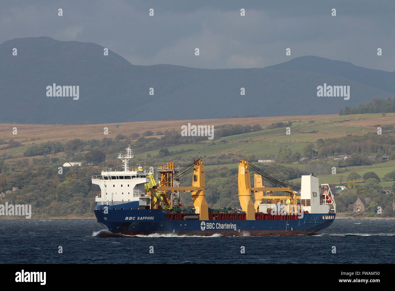 The general cargo ship BBC Sapphire passes Gourock on its way down the ...