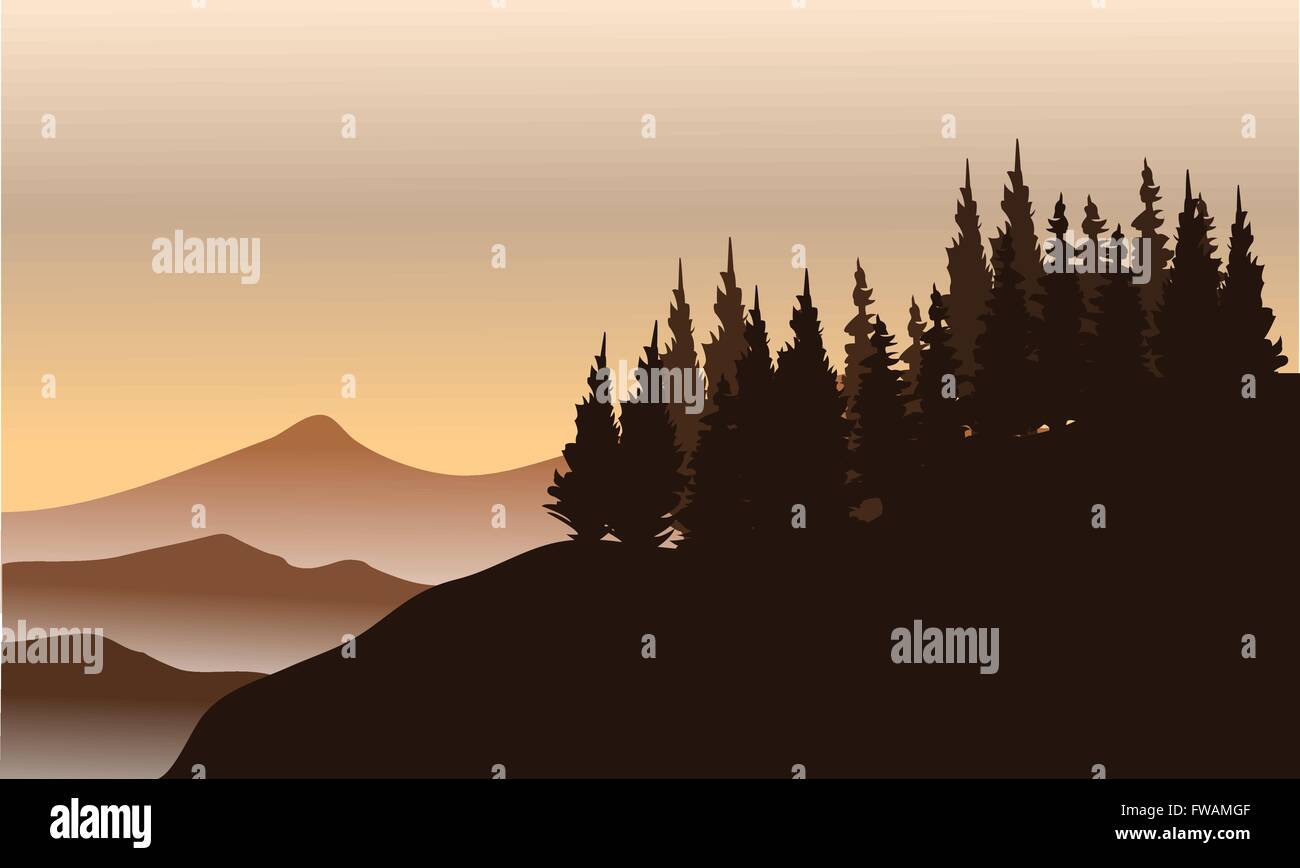 Tree spruce on mountain Stock Vector Images - Alamy