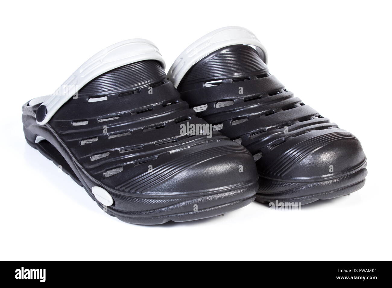 Pair of black comfortable rubber slippers, for use at work and on ...