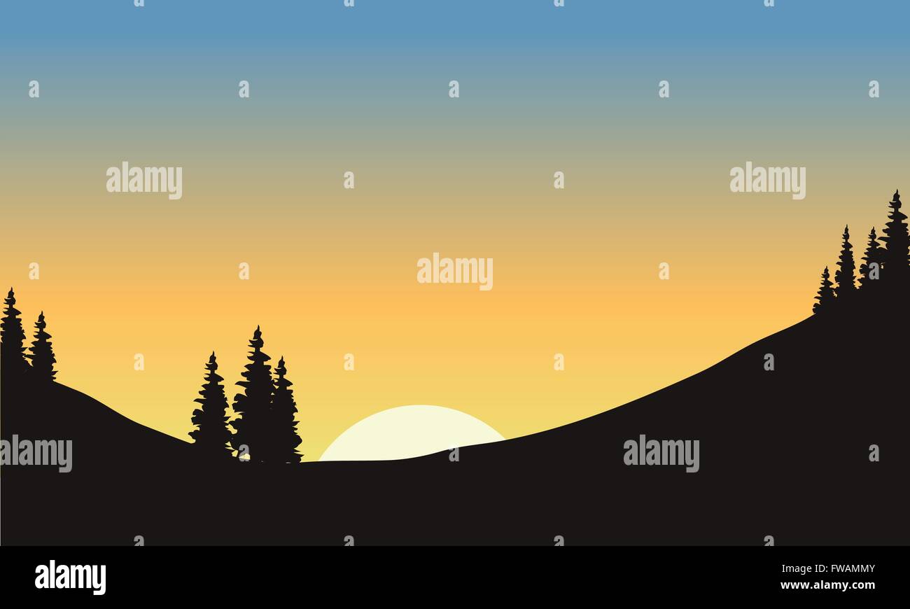 Misty morning on forest Stock Vector Images - Alamy