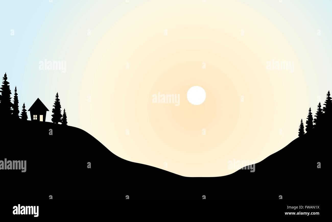 Misty autumn view forest Stock Vector Images - Alamy