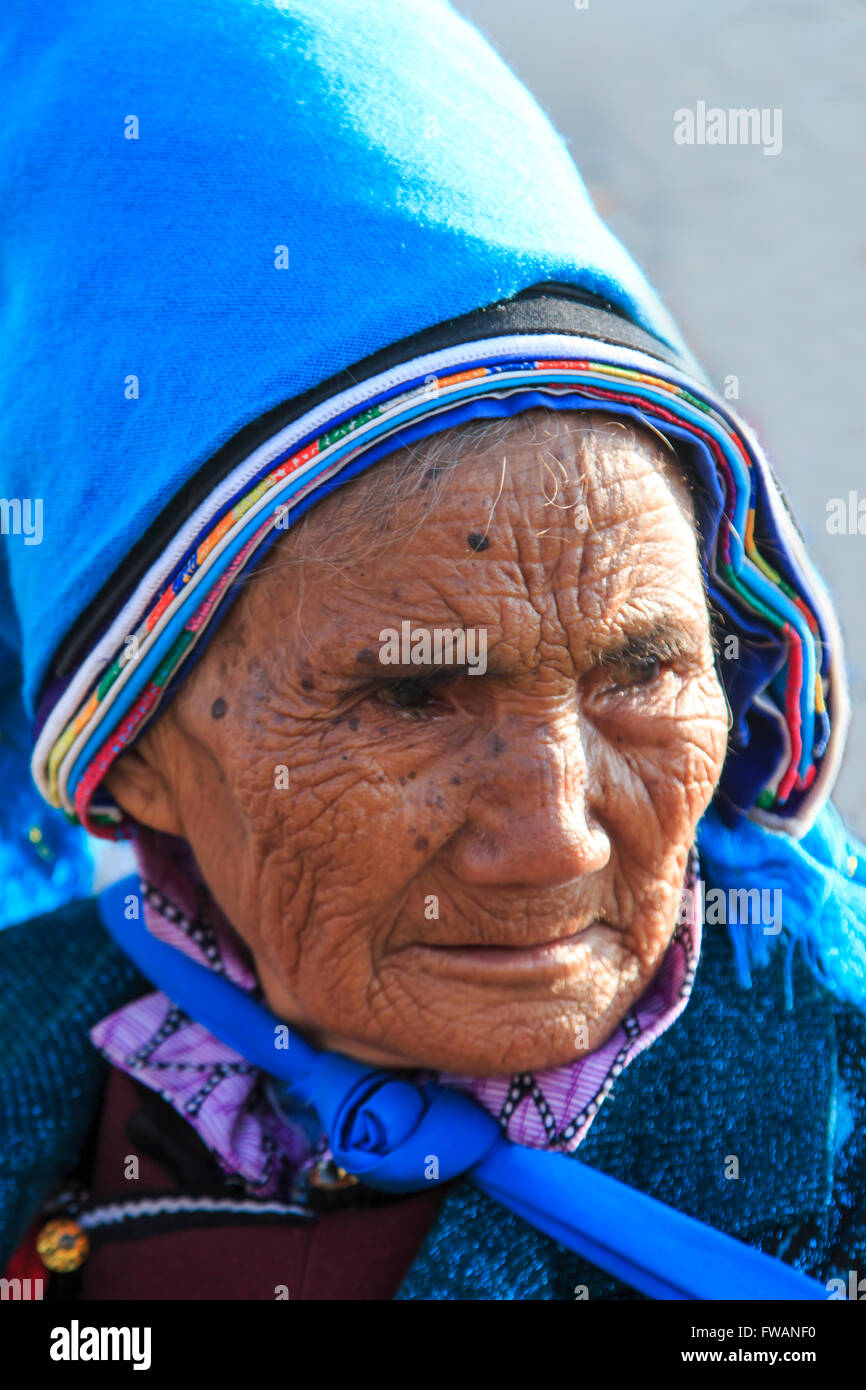 Heqing, China - March 15, 2016: Chinese woman in ancient Bai clothing ...