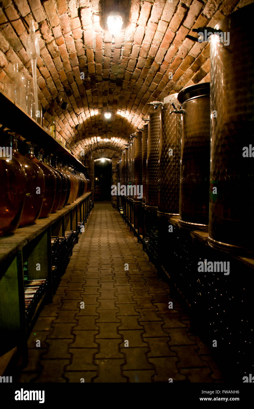 Corridor in the traditional wine cellar Stock Photo - Alamy