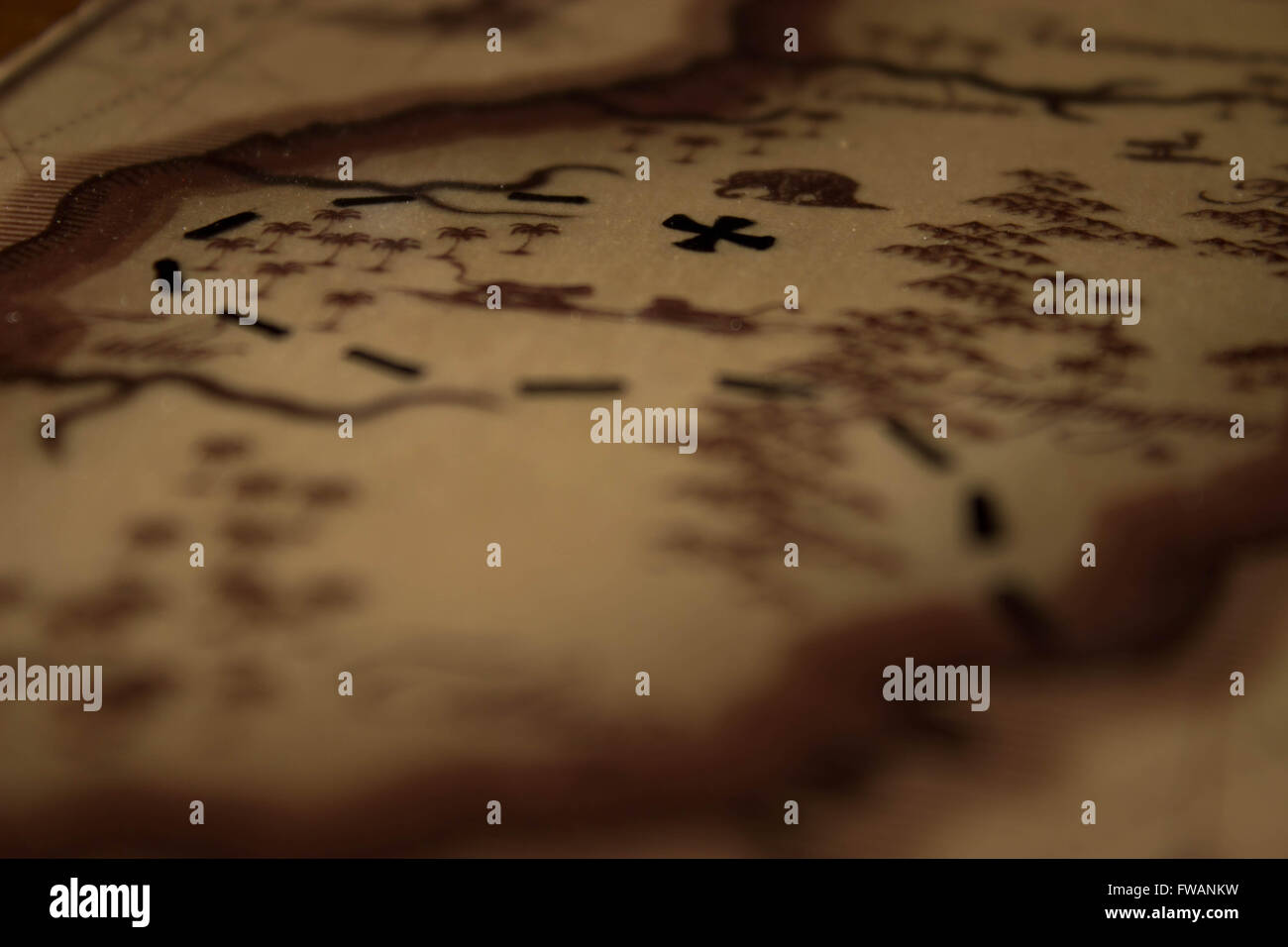 an aged old yellow retro treasure map Stock Photo - Alamy