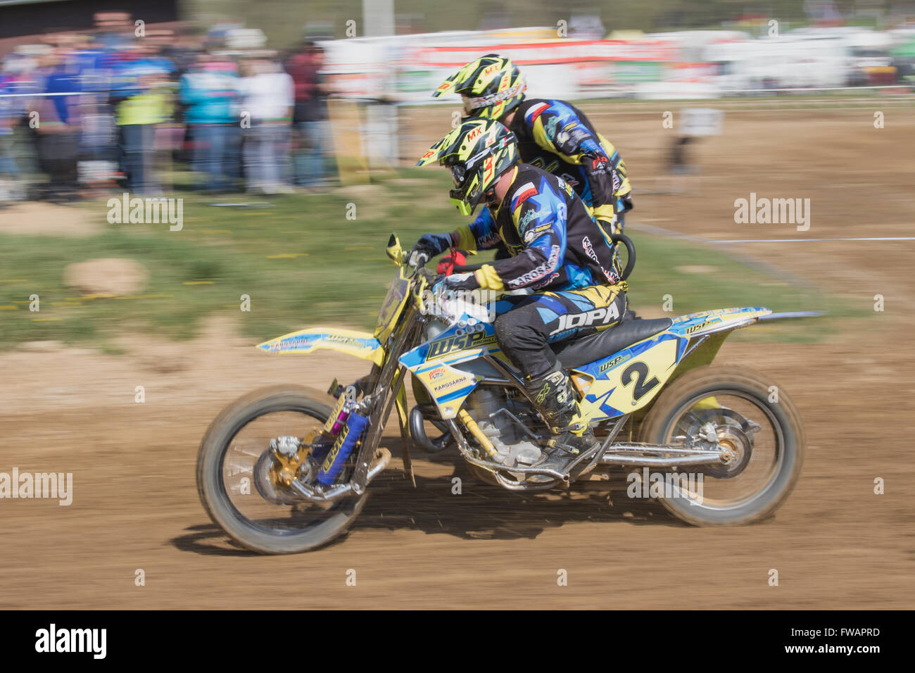 Dynamic shot of two racers in the sidecars race Stock Photo - Alamy