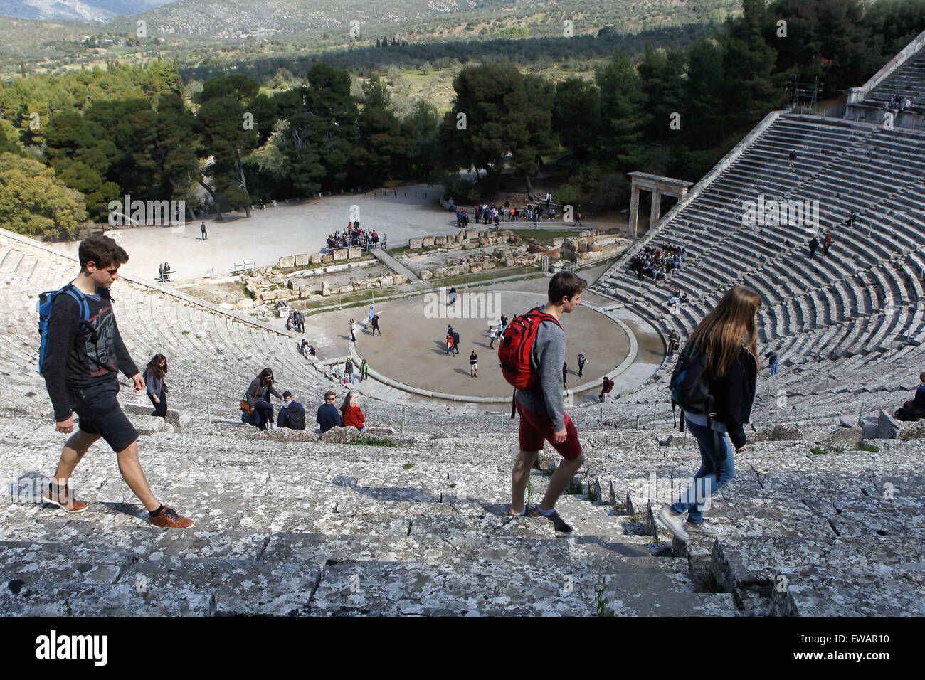 The ancient amphitheatre of Epidaurus, UNESCO World Heritage Site ...