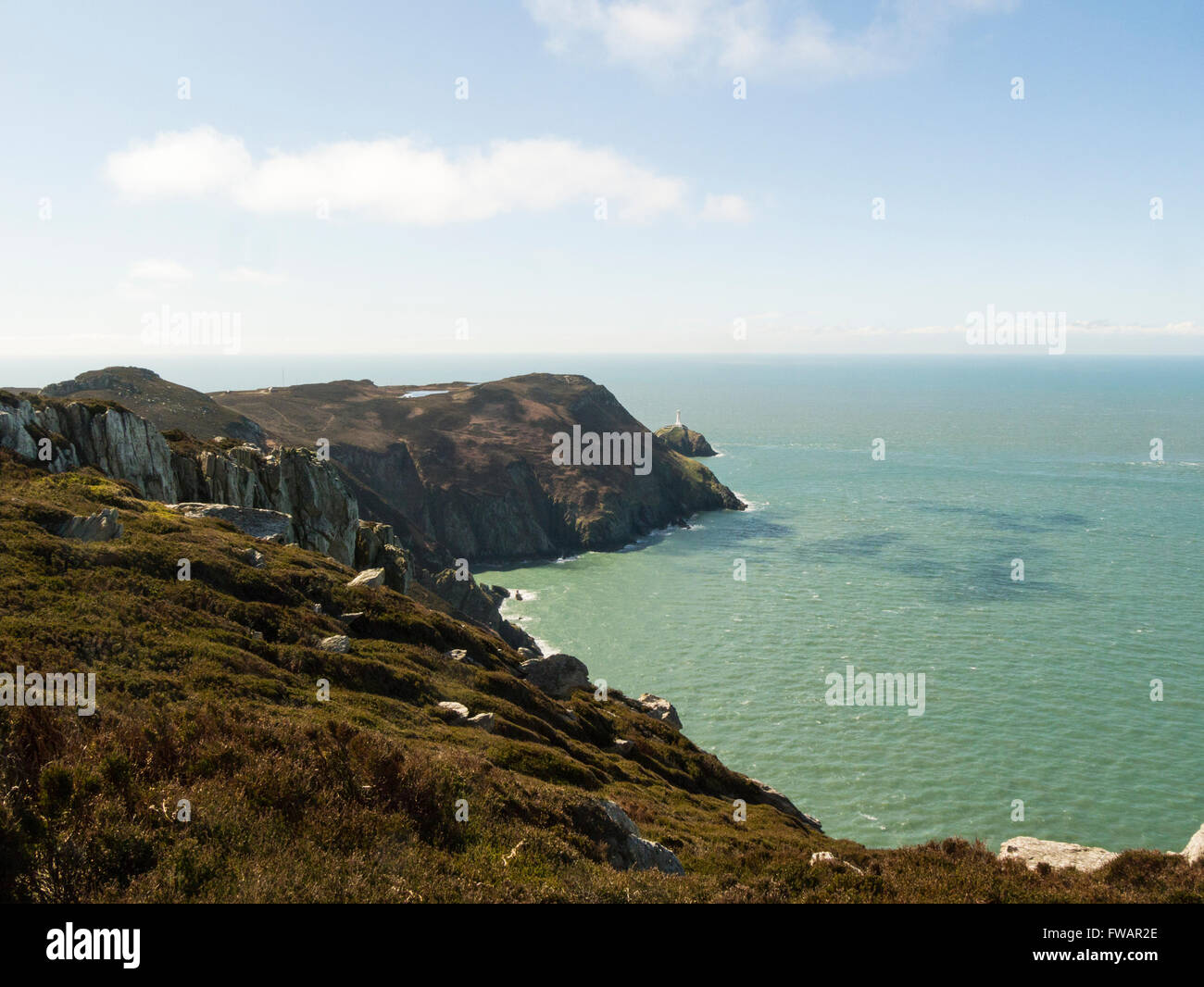 Dramatic view South Stack Cliffs and Lighthouse Holyhead Isle of ...