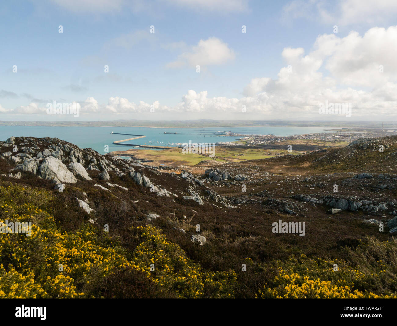 View Holyhead Ferry Port from Holyhead Mountain Isle of Anglesey North ...