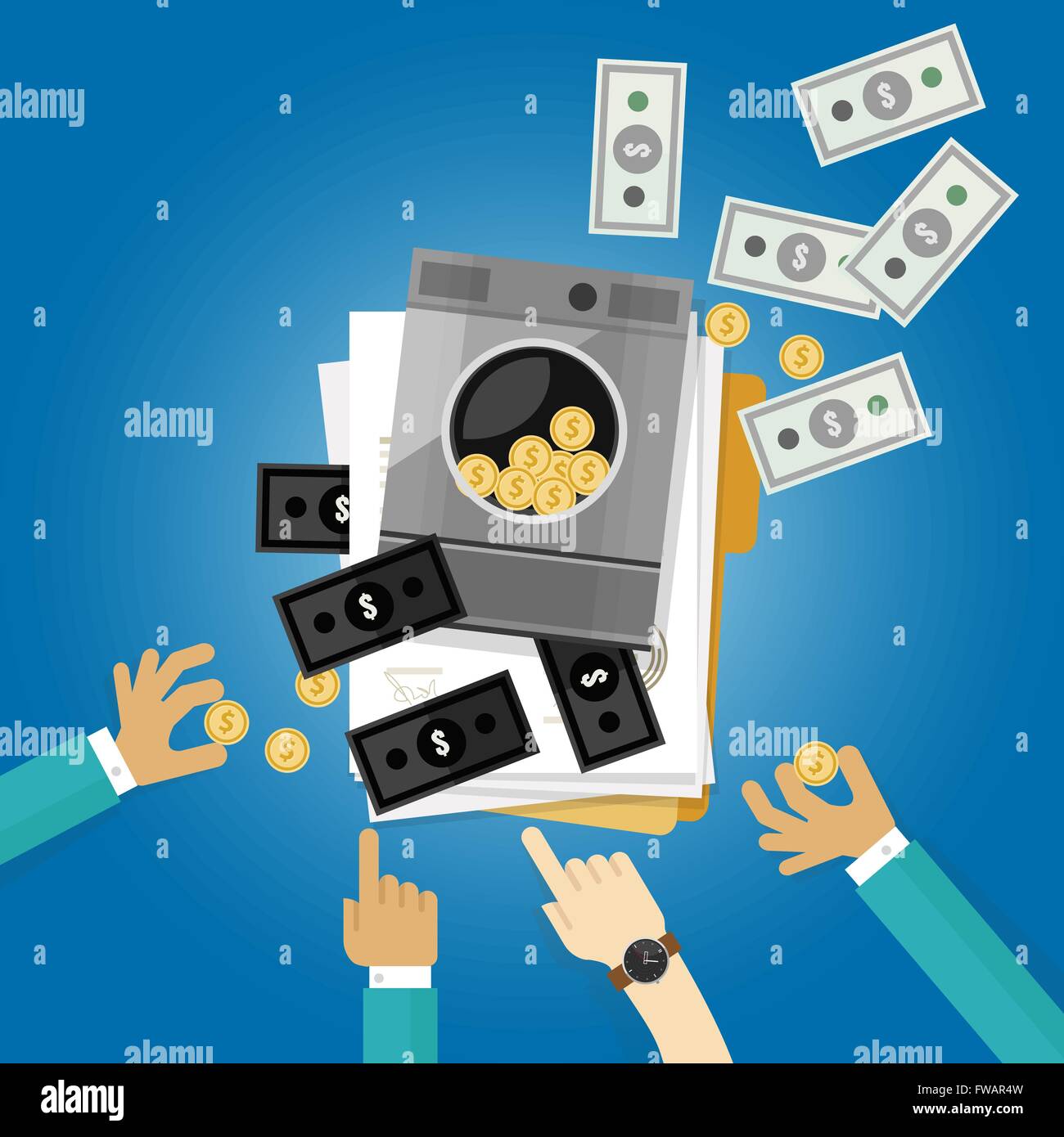 money laundry laundering crime dollar clean symbol illustration flat ...