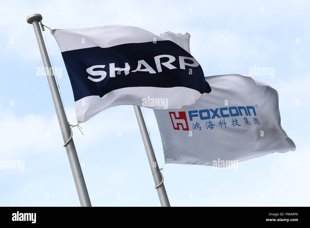 Osaka, Japan. 2nd April, 2016. Taiwanese electronics contractor Foxconn ...