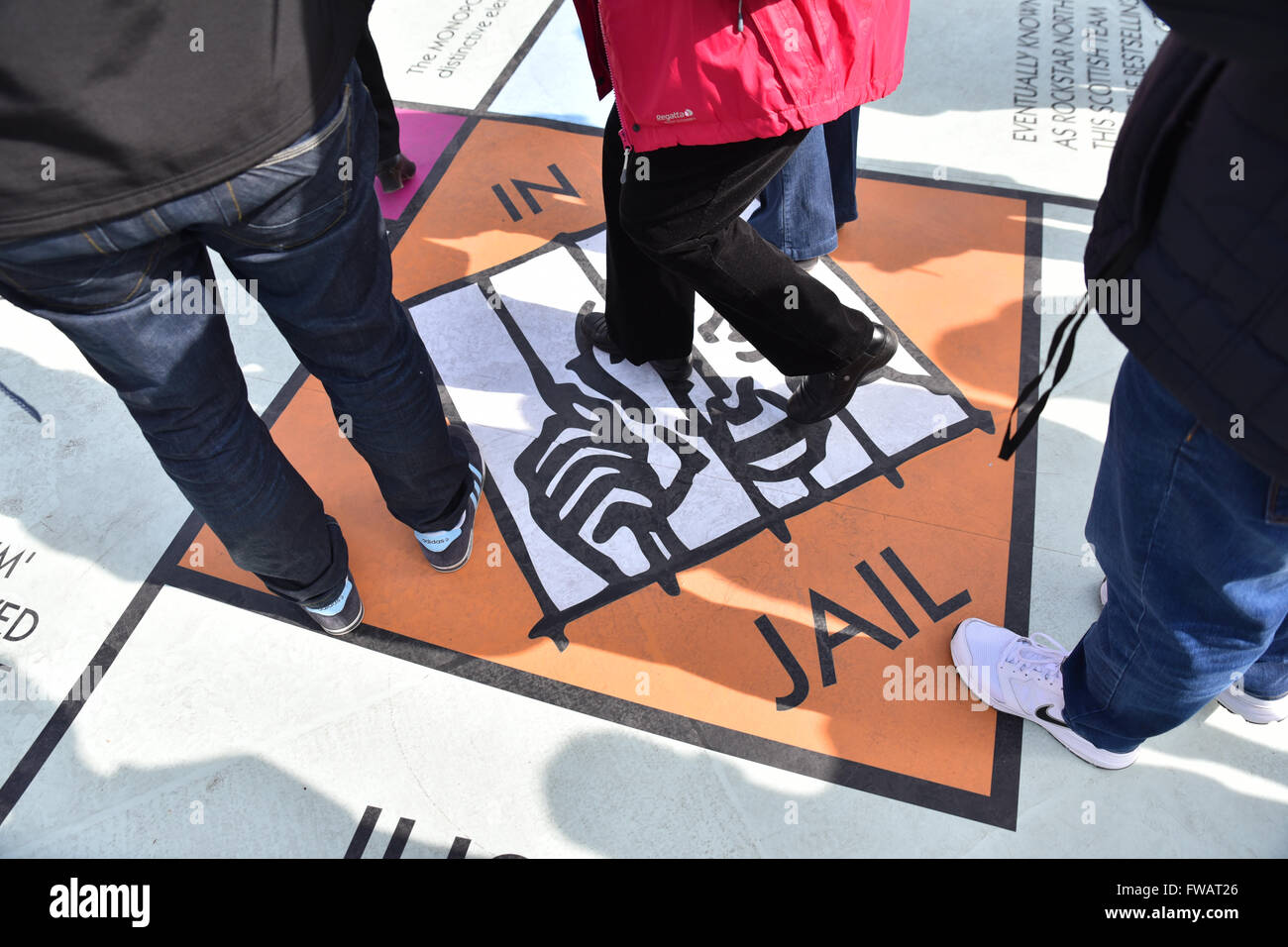 Trafalgar Square, London, UK. 2nd April 2016. Giant Monopoly board in ...