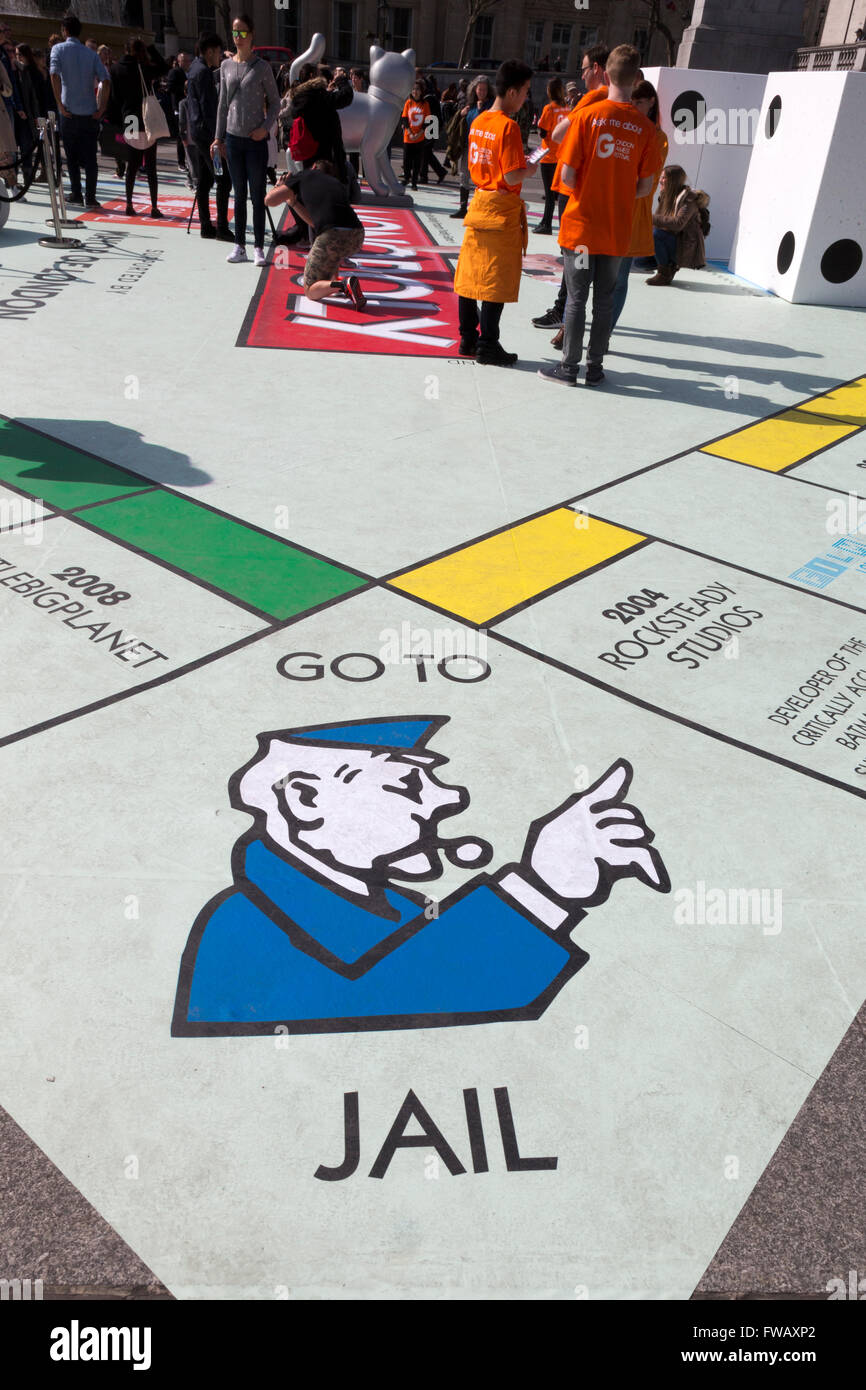 London, UK. 2nd April 2016. Giant Monopoly Board at the London Games ...