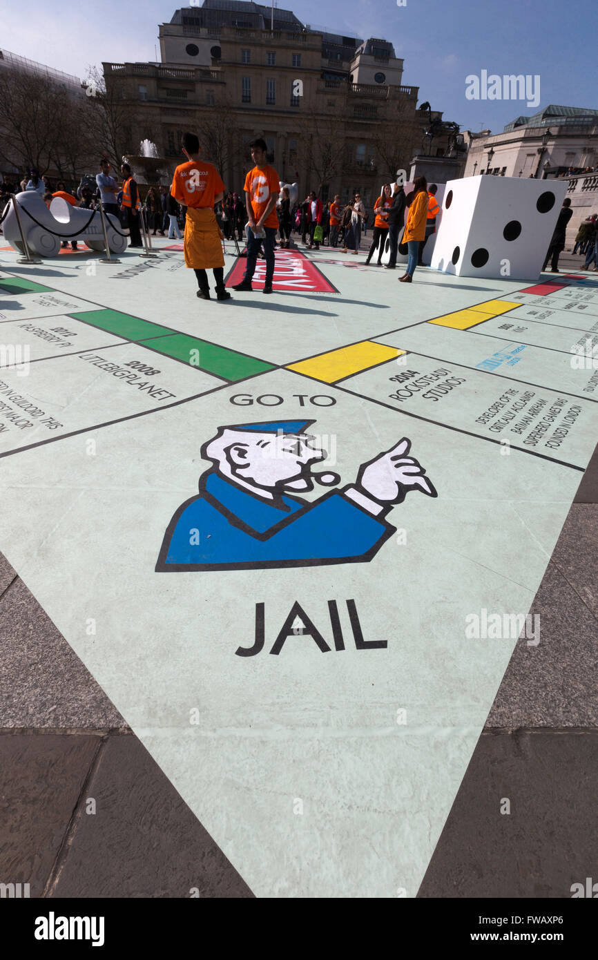 London, UK. 2nd April 2016. Giant Monopoly Board at the London Games ...